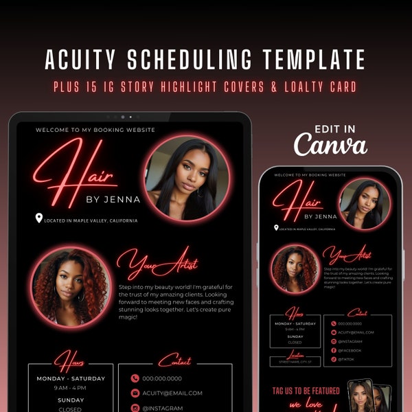 Red Website Hair Template - Etsy