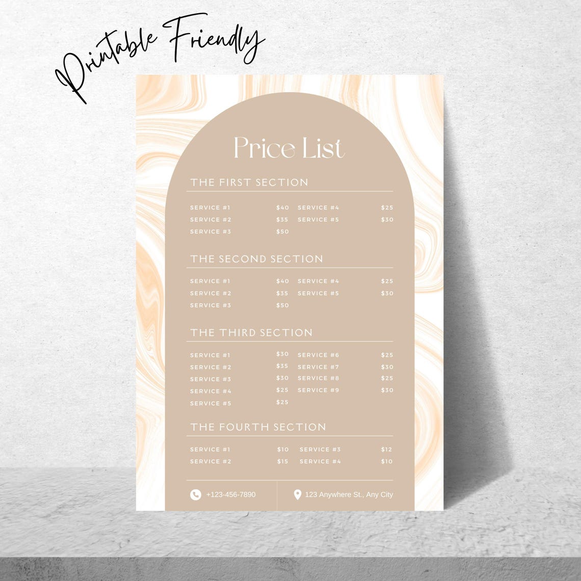 Price List Editable Template, Printable Modern Price Sheet, Custom ...