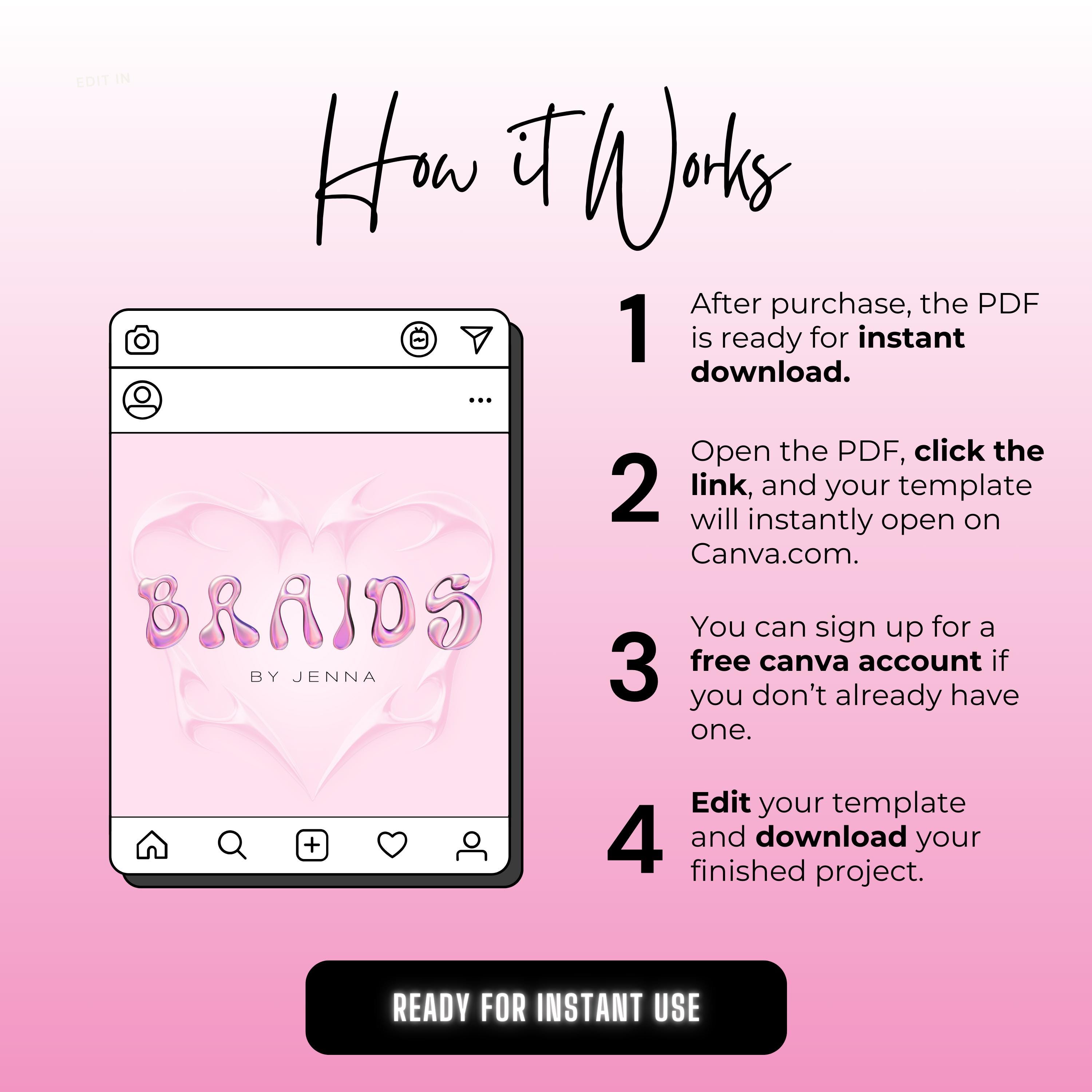 DIY Pink Braid Logo Designs, Pre Made Braiding Logo, Custom Braided ...