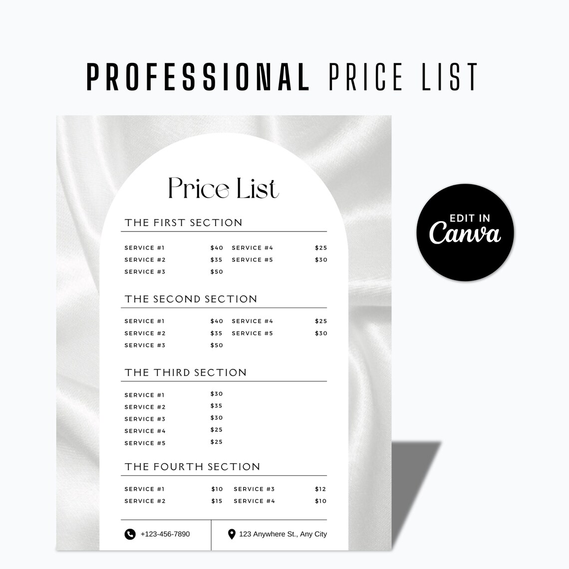 Price List Template Silver, Printable Beauty Salon Price List, Custom Price List Hairstylist ...