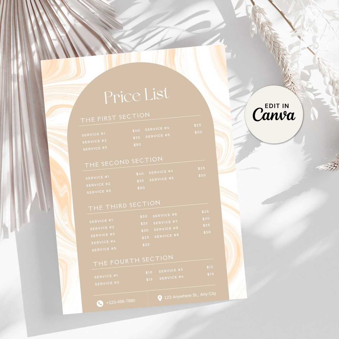 Price List Editable Template, Printable Modern Price Sheet, Custom ...