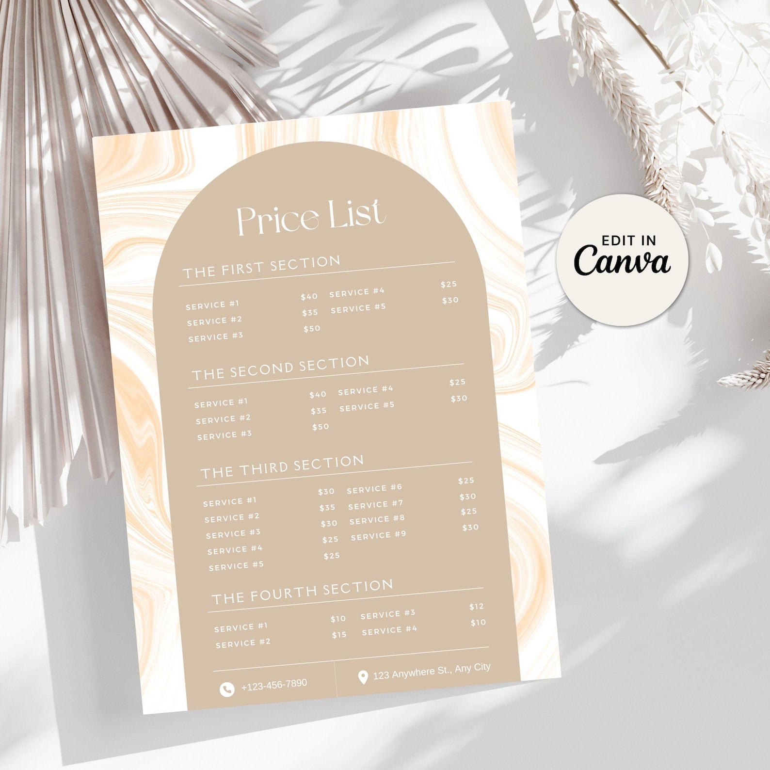Price List Editable Template, Printable Modern Price Sheet, Custom Price List Hairstylist, Nail ...