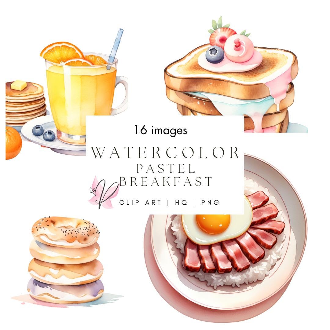 Whimsical Pastel Breakfast Clip Art Set | Kawaii Digital Planner ...