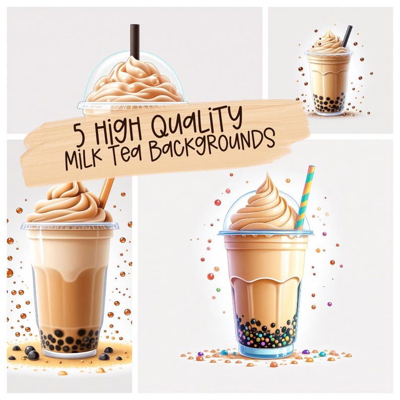 Milk Tea Desktop Background Set – Calming Aesthetic Wallpapers | 5 Cozy ...