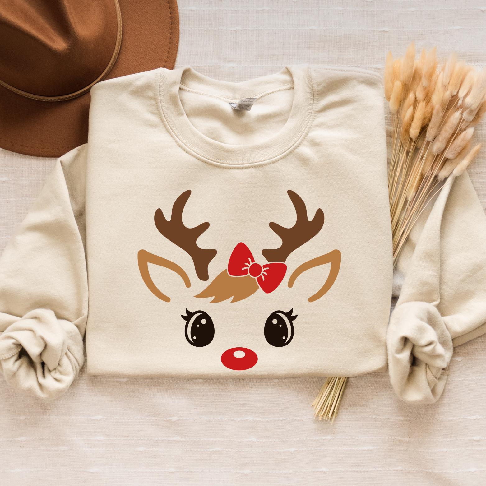 Cute Reindeer Winter Sweatshirt, Christmas Family Matching Shirt ...