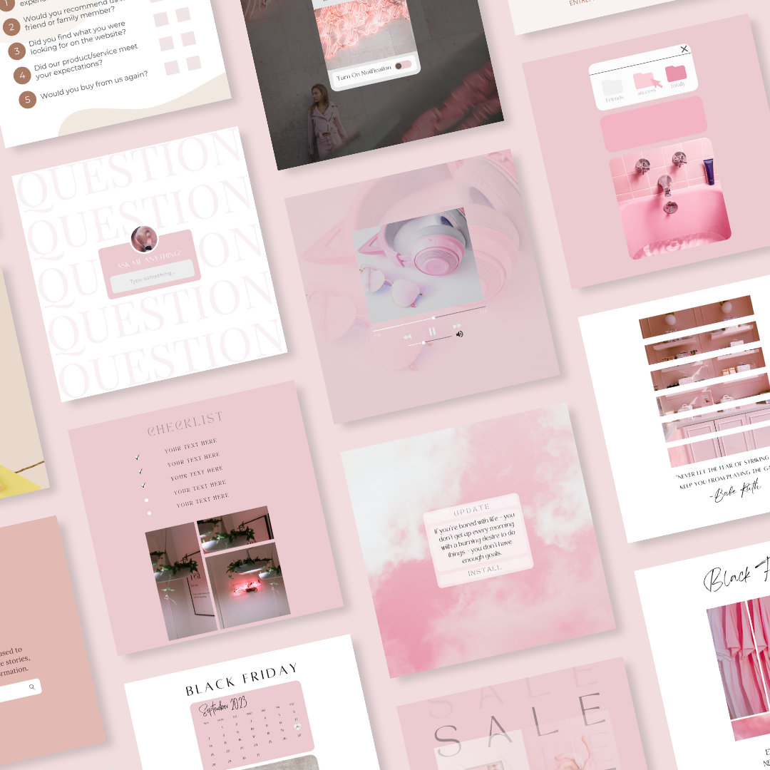 150 PASTEL Instagram Post Templates, Instagram Frame Template, Blush ...