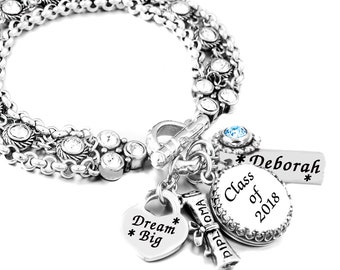 Graduation Bracelet with choice of Birthstone Graduation | Etsy