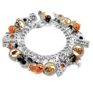 Halloween Bracelet, Colorful Trick or Treat Gift, Gothic Bracelet, Bat ...