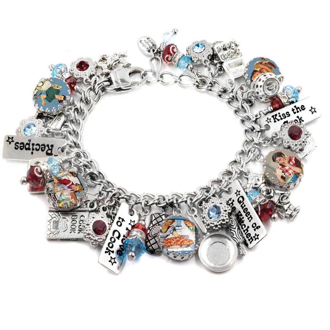 Chef Gift, Love to Cook Jewelry, Cooking Bracelet, Kitchen Utensils and ...