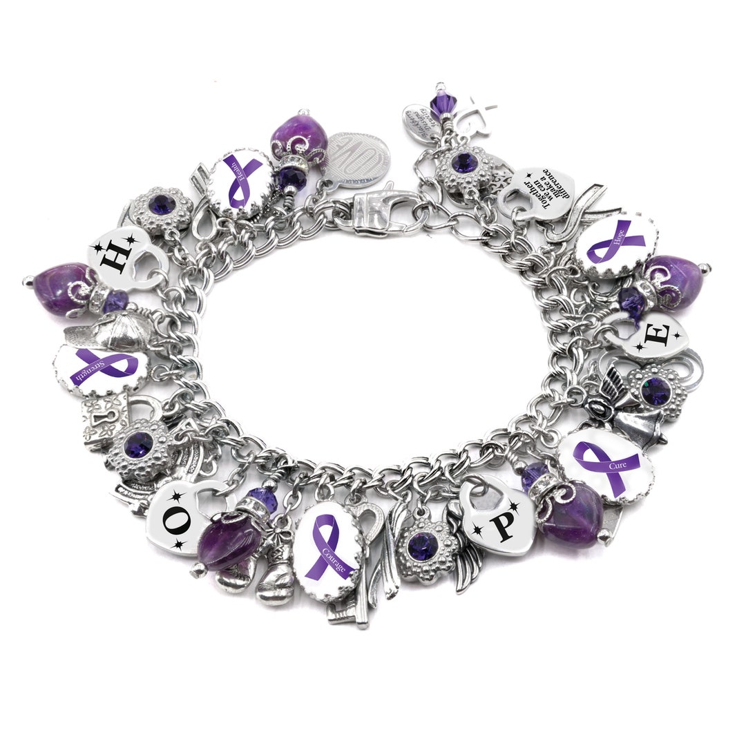Personalized Lupus Awareness Bracelet, Fibromyalgia Jewelry, Purple ...