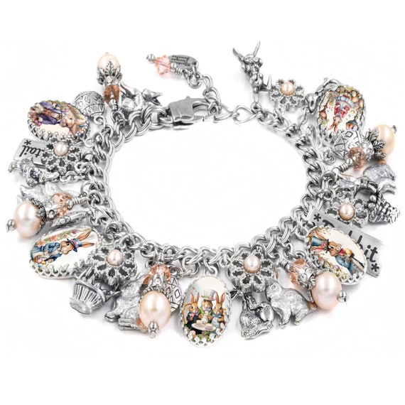 Rabbit Charm Bracelet for Spring Easter Jewelry Bunny Rabbit Charms with Pearls Etsy