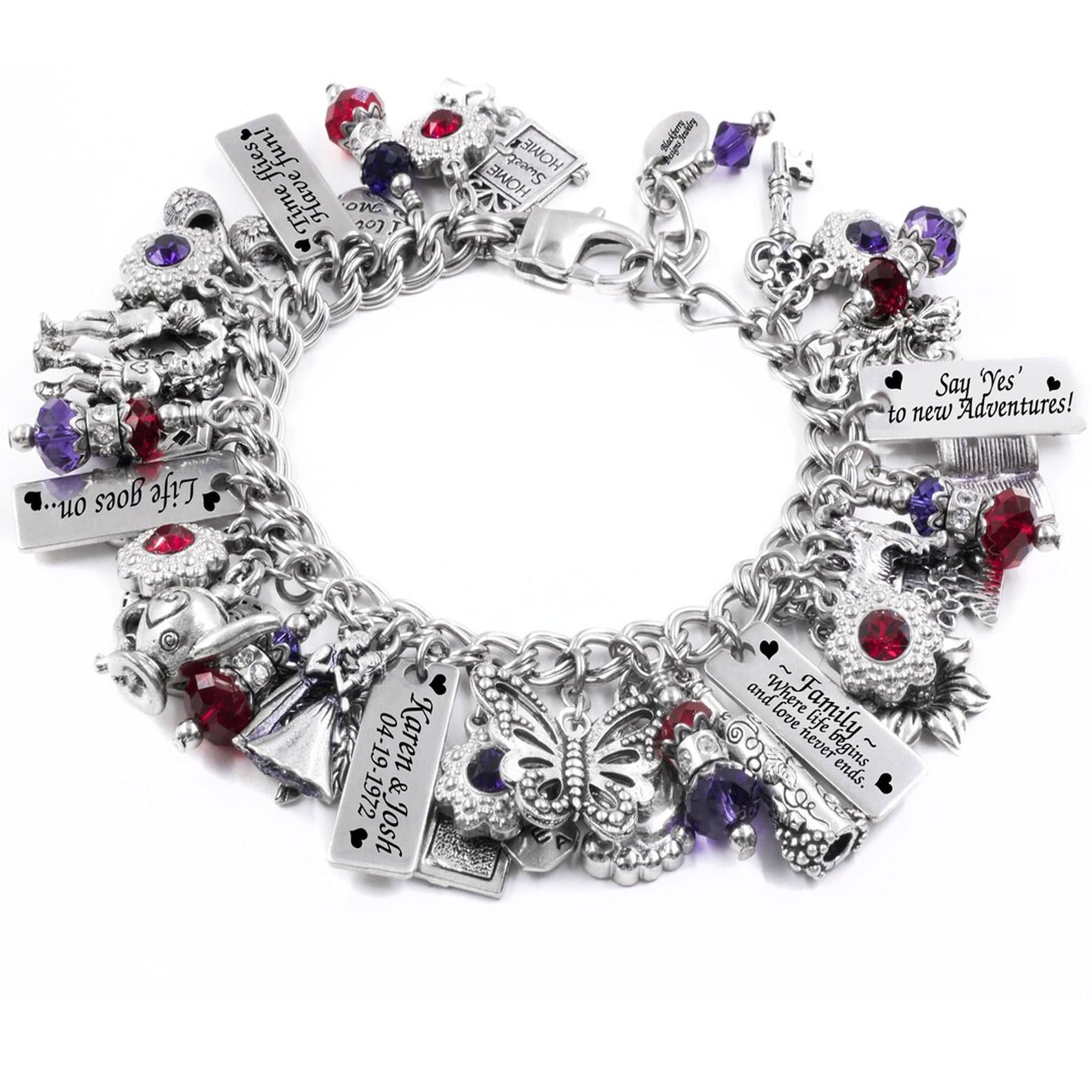 Personalized Family Bracelet, Heirloom Jewelry, Birthstone Charms, Gift ...