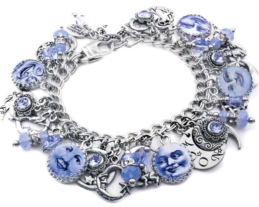 Blue Moon Bracelet Blue Moon Jewelry Moon Charm Bracelet - Etsy