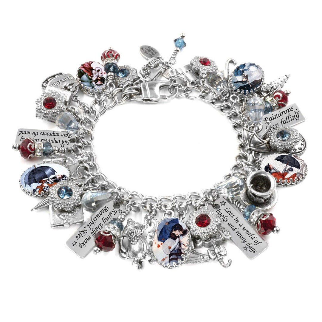 Rainy Days Jewelry, Cloud Bracelet, Rain Drops & Umbrella Charms in Non ...