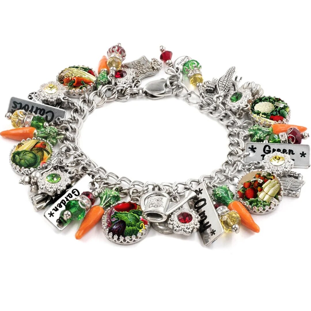 Vegetable Garden Bracelet, Colorful Veggie Jewelry, Vegan Living - Etsy ...