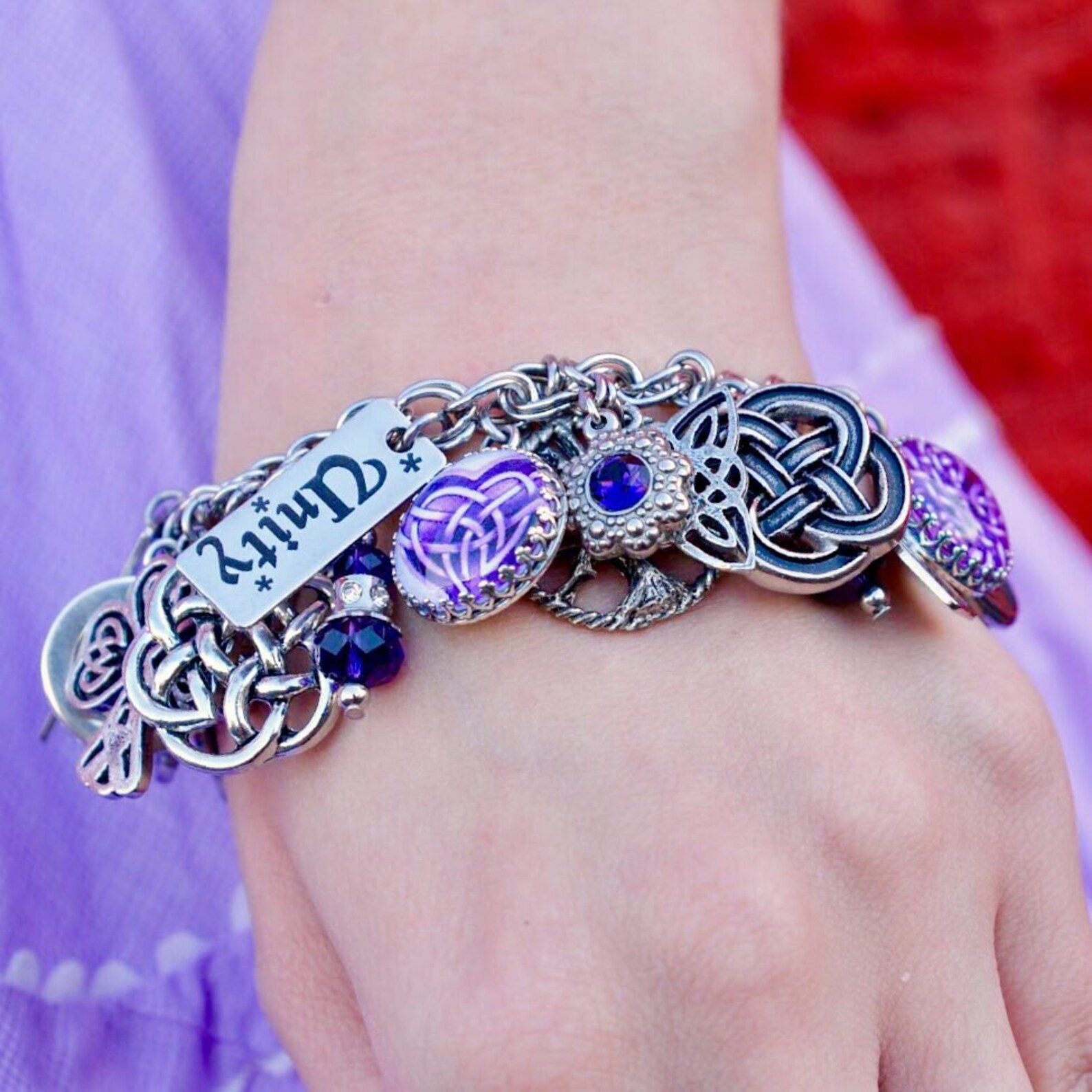 Celtic Jewelry Colorful Silver Charm Bracelet Irish Jewelry - Etsy
