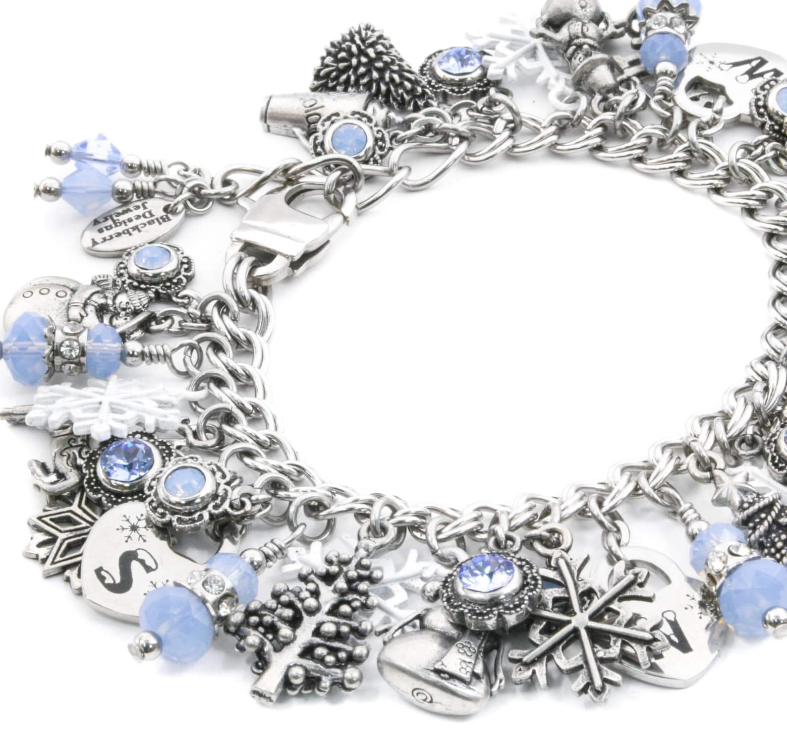 Snowflake Charm Bracelet Winter Jewelry With Snowmen Charms | Etsy