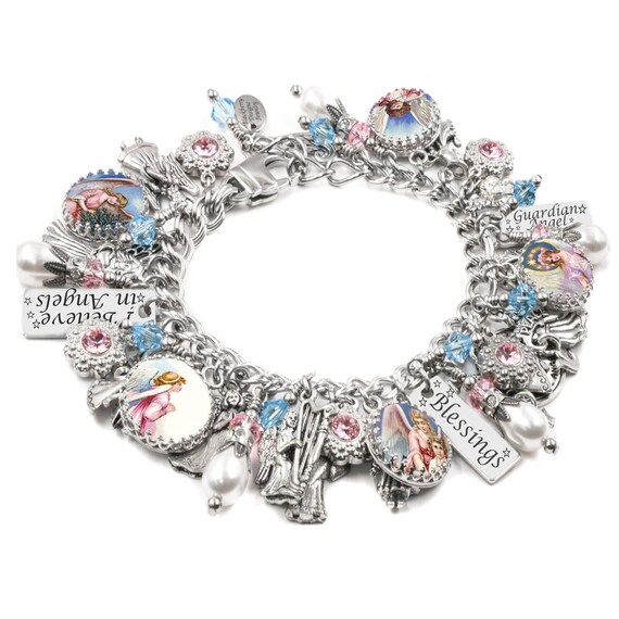 Angel Jewelry Wings Colorful Real Pearl Bracelet Religious Charms Spiritual Gifts Etsy