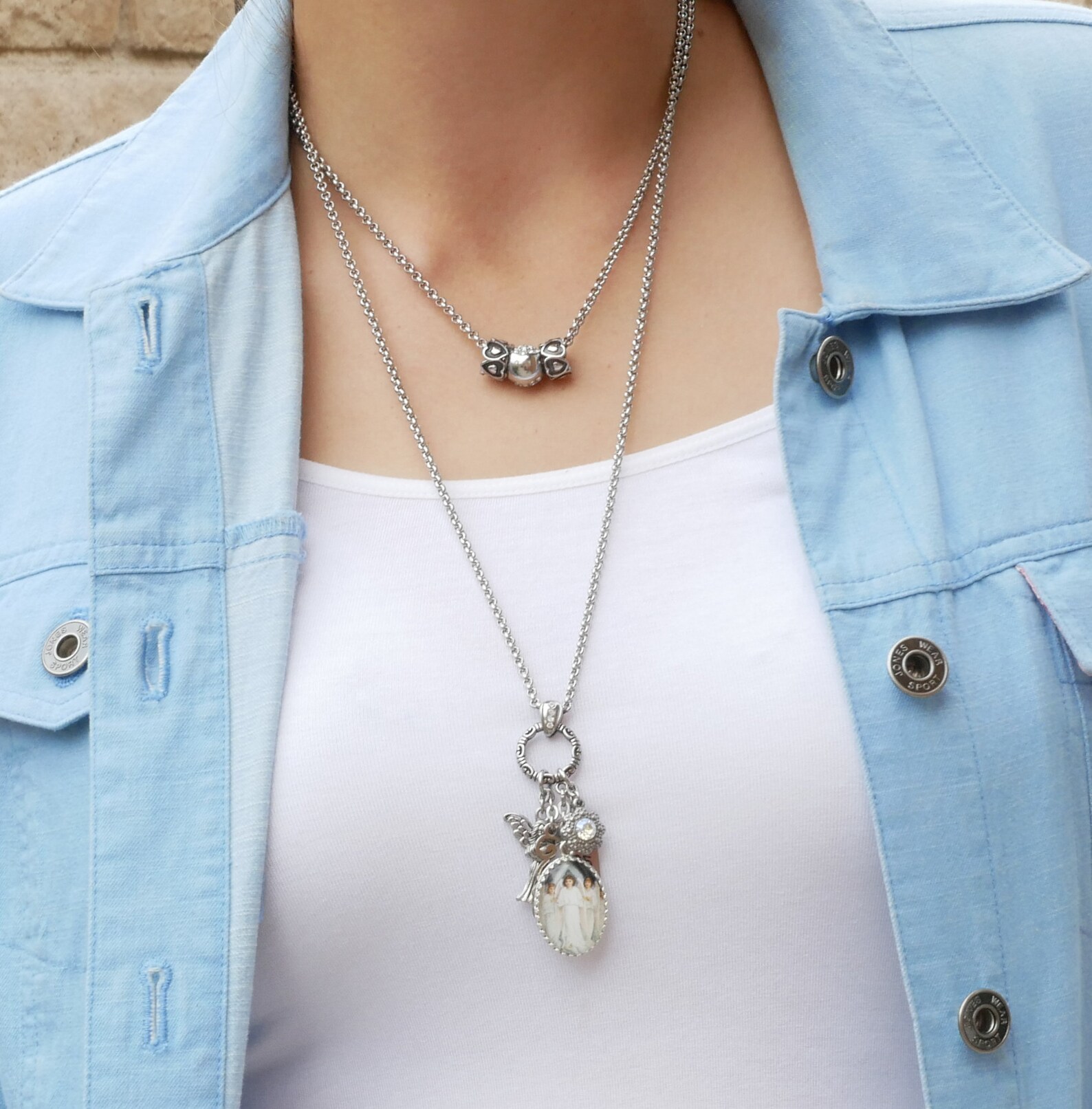 Guardian Angel Necklace Colorful Spiritual Pendant Engraved - Etsy