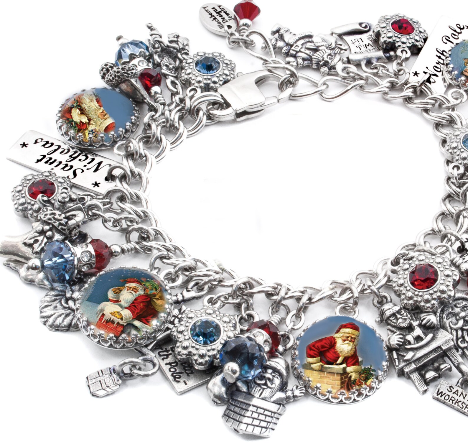 Old Fashion Christmas Charm Bracelet Santa Claus Charm the - Etsy