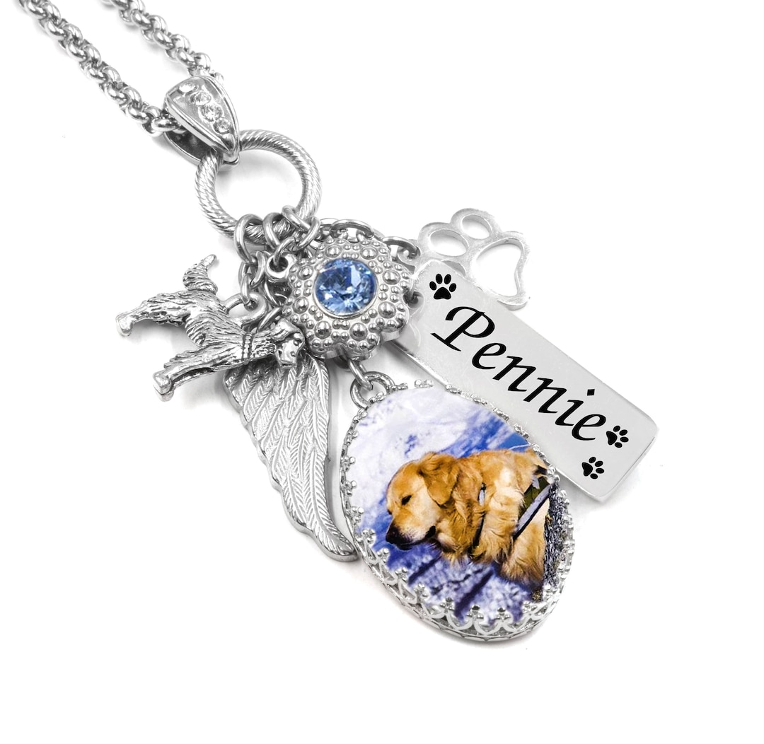 Custom Dog Necklace, Personalized Dog Picture Pendant, Memorial Pet ...