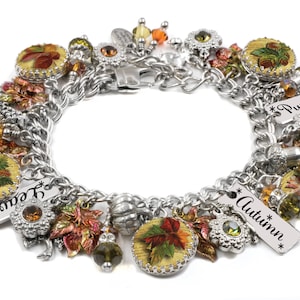 Leaf Charm Bracelet Autumn Jewelry Fall Bracelet Fall - Etsy