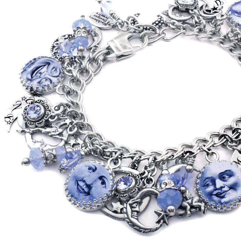 Blue Moon Bracelet Blue Moon Jewelry Moon Charm Bracelet | Etsy