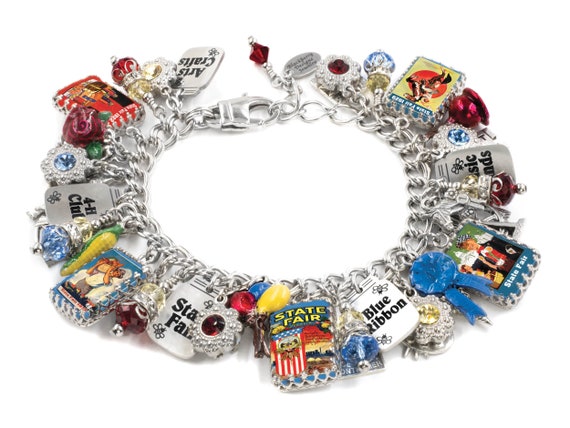 State Fair Charm Bracelet With Colorful Engraved Mason Jars | Etsy