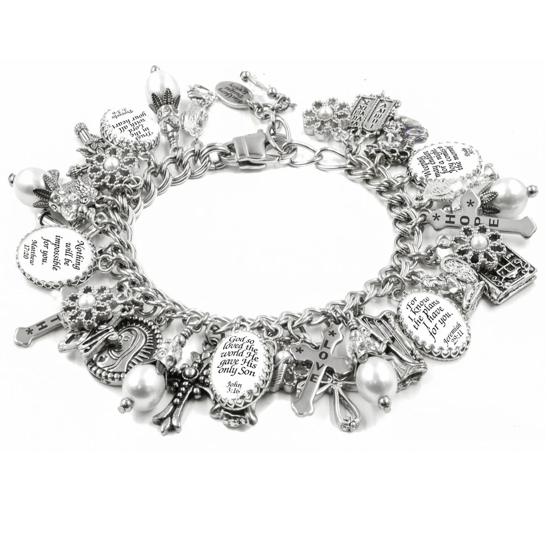 Bible Verses Scripture Bracelet With Pearls in Non Tarnish Stainless ...