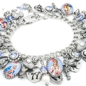 Madonna Bracelet Colorful Catholic Jewelry Cross Charms With - Etsy