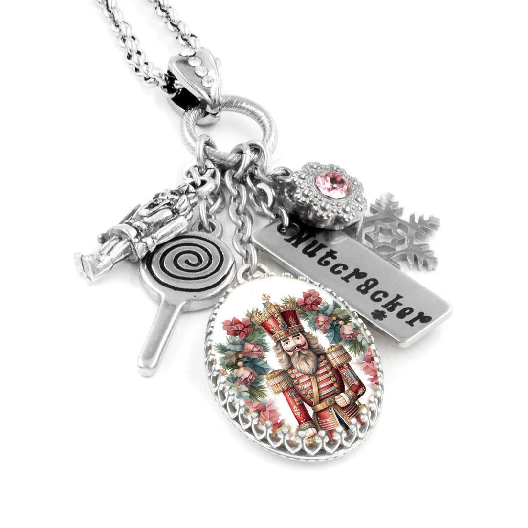 Nutcracker Pendant Necklace, Pink Christmas Gift, Never Tarnish Silver ...
