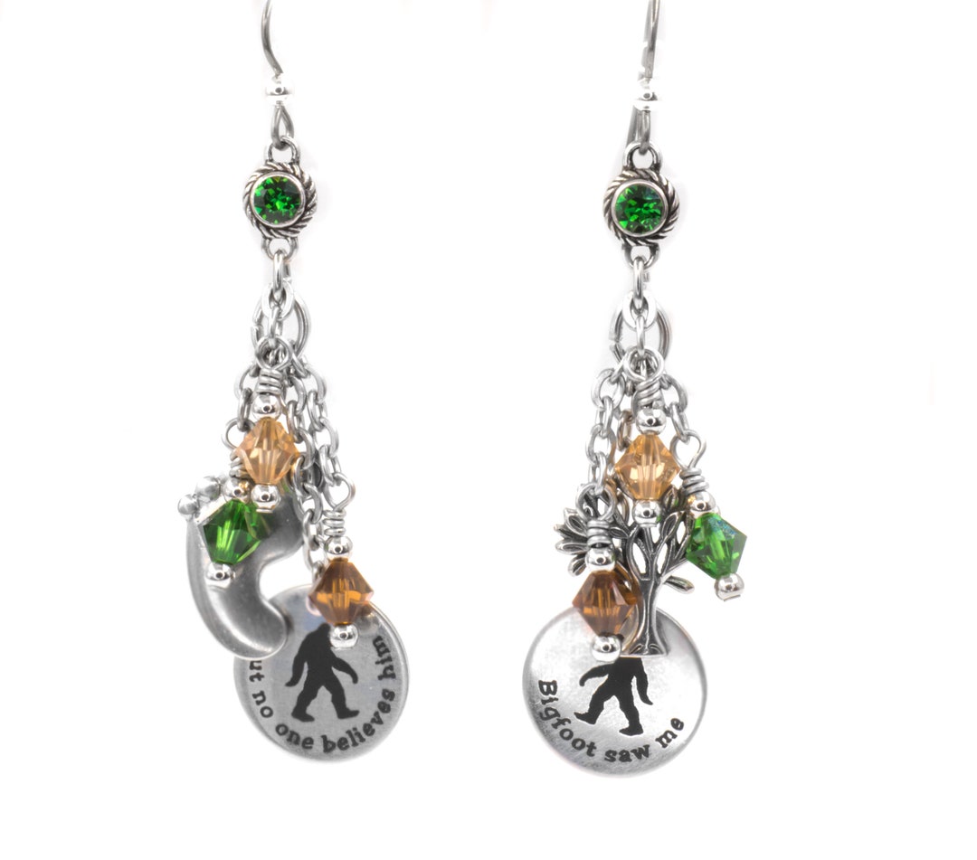 Bigfoot Charm Earrings, Sasquatch and Yeti Jewelry - Etsy