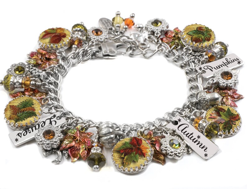 Leaf Charm Bracelet Autumn Jewelry Fall Bracelet Fall - Etsy