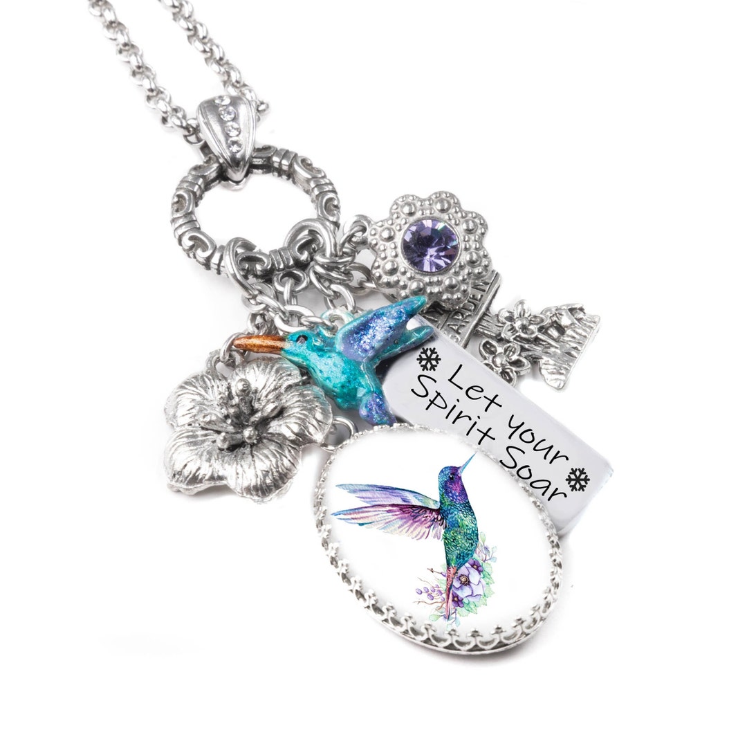 Hummingbird Necklace, Bird Lover Jewelry, Colorful Garden Gift ...