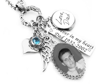 Memorial Photo Necklace Personalized Grief Jewelry Custom | Etsy