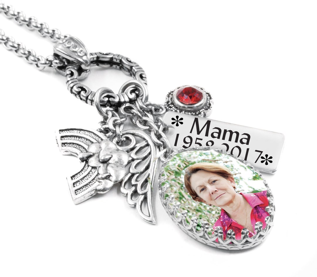 Memorial Loss Necklace, Photo Keepsake Pendant, Personalized Memory ...