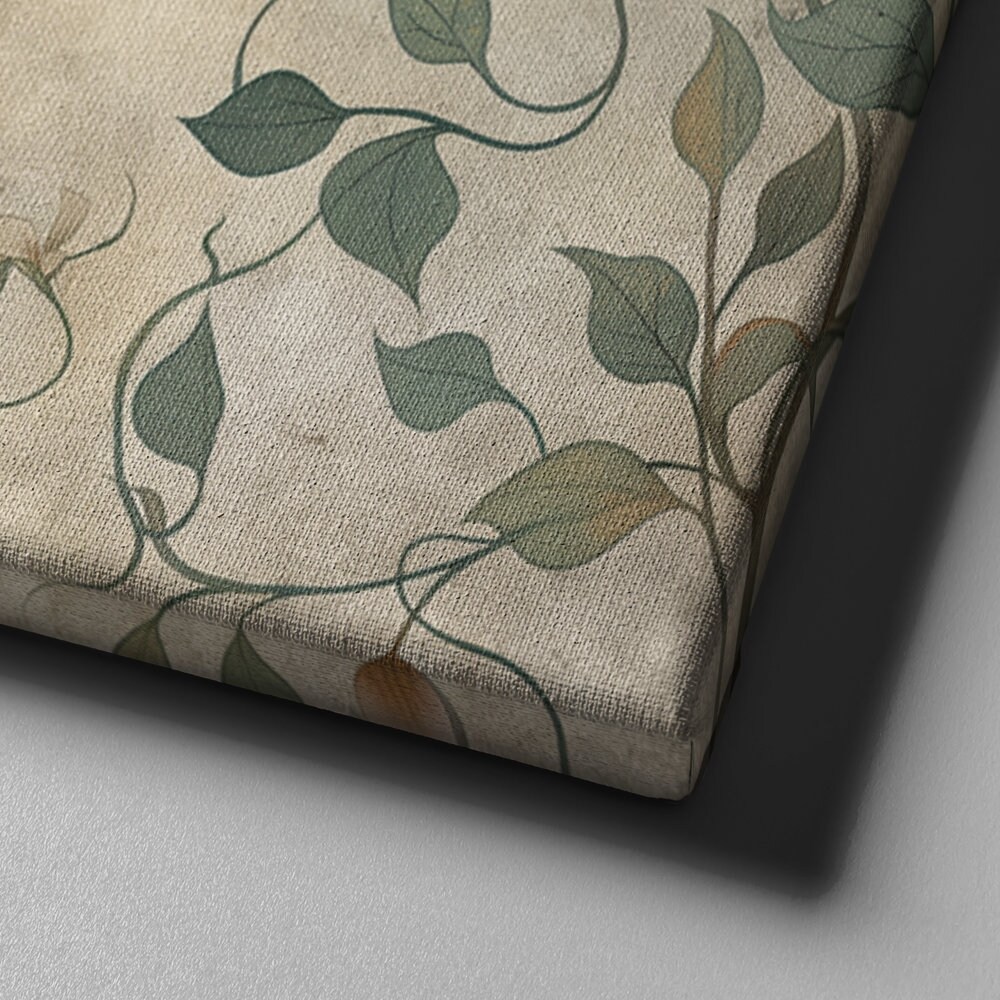 Flower Vines Wall Art, Textile Vines Canvas, Neutral Tones Print ...