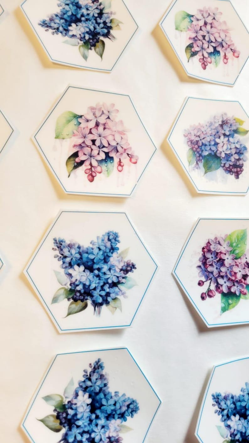 Edible Lilac Flower Cake Toppers – Watercolor Sugar Sheet Cupcake ...