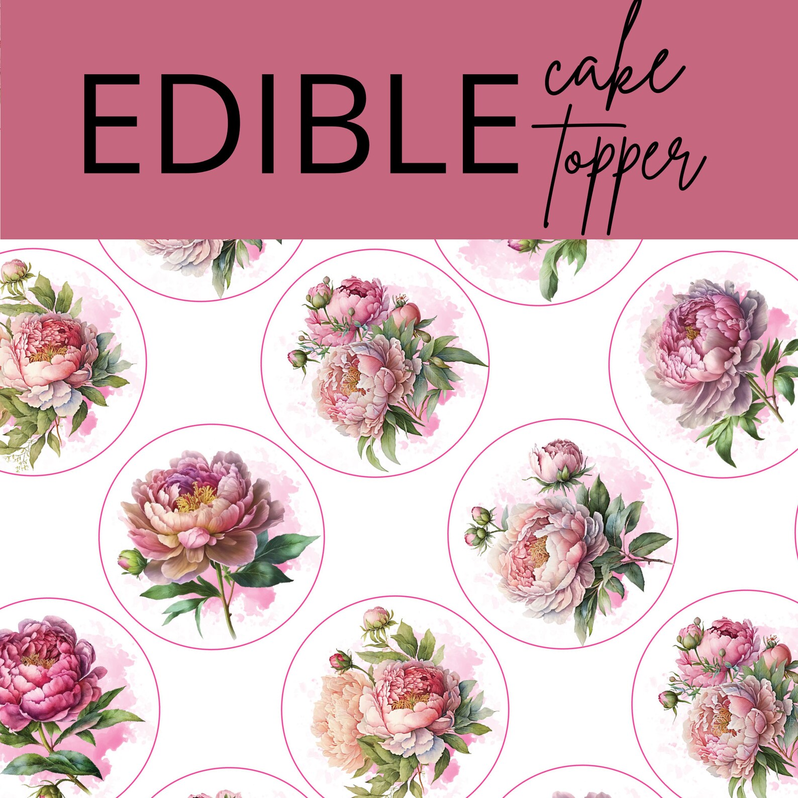 Peony Flowers Edible Cake Image - Sugar Sheet Topper for Cake ...