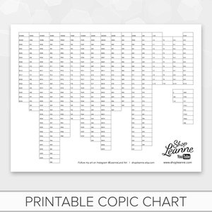 PRINTABLE COPIC Marker Chart Full Marker Chart Print and - Etsy