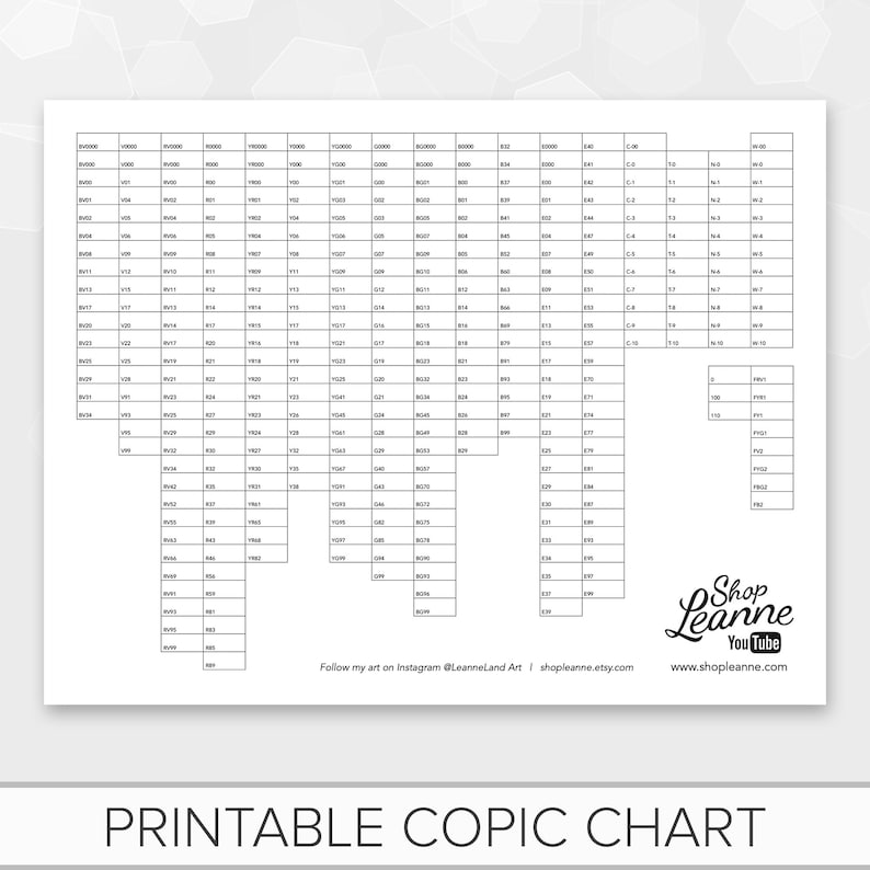 PRINTABLE COPIC Marker Chart Full Marker Chart Print and - Etsy