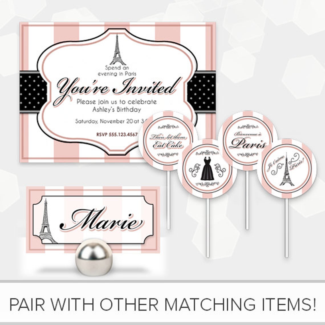 Paris Themed Menu Cards Blank - Menu Du Jour - Birthday Party Shower ...