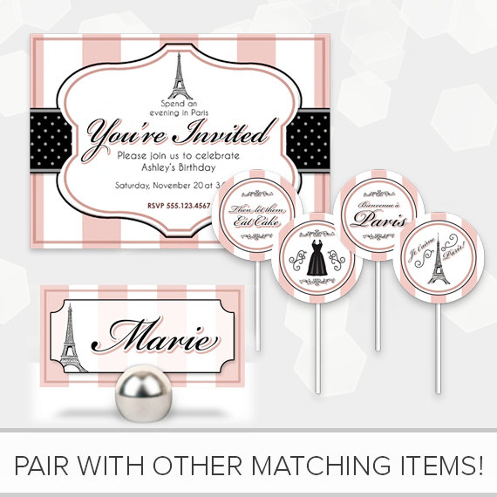 Paris Themed Menu Cards Blank - Menu Du Jour - Birthday Party Shower ...