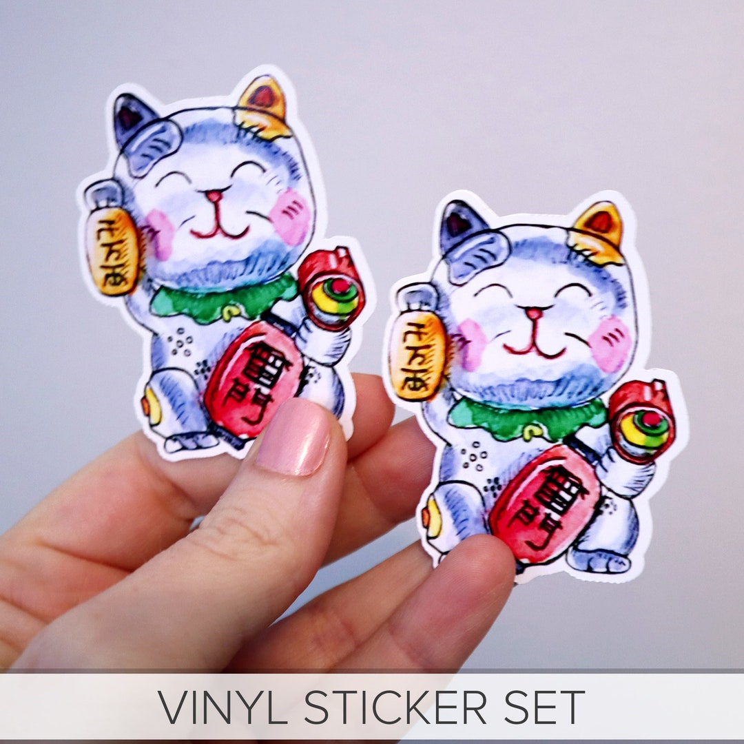 Maneki Neko STICKER SET - Large Vinyl Stickers - Art Designed by Me ...