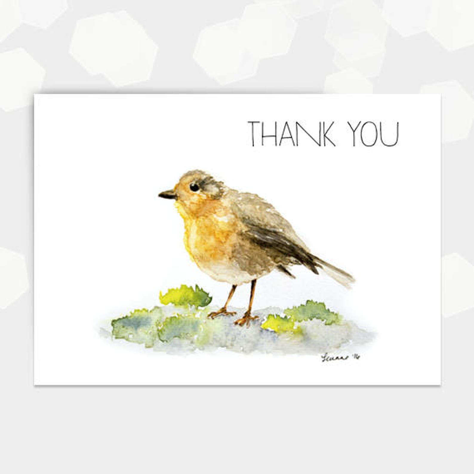 Watercolour Bird Thank You Card - Digital DIY Printable - Greeting Card ...