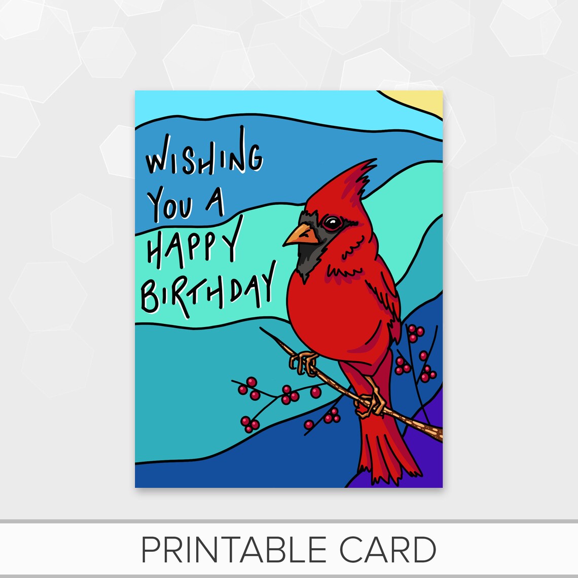 DIGITAL CARD - Cardinal Birthday Bird Card - Ready to Print - DIY - Etsy