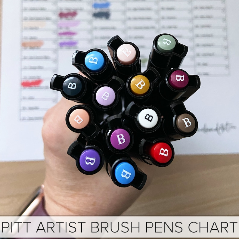 COPIC Marker Chart BUNDLE Copic and PITT Artist Brush Pens 2 in 1 Print ...