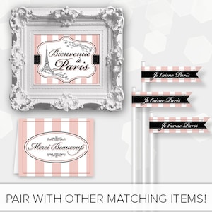 Paris Themed Menu Cards Blank - Menu Du Jour - Birthday Party Shower ...