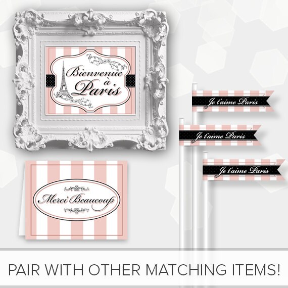 Paris Themed Menu Cards Blank - Menu Du Jour - Birthday Party Shower ...