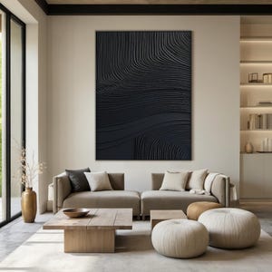 Pure Black Abstract Painting, Black Simple Wall Painting Art, Pure ...